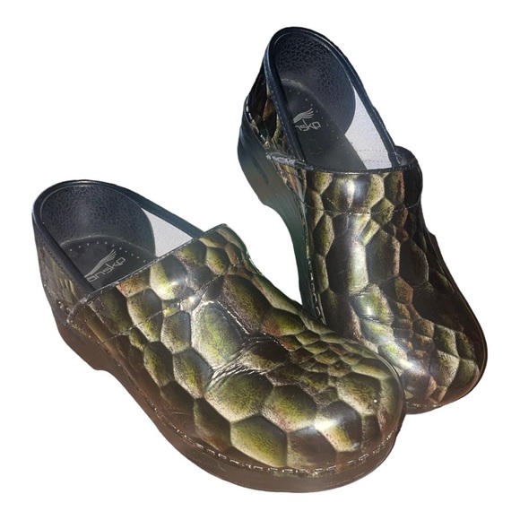 Dansko | Shoes | Dansko Green Snake Print Clogs Size 657 | Poshmark